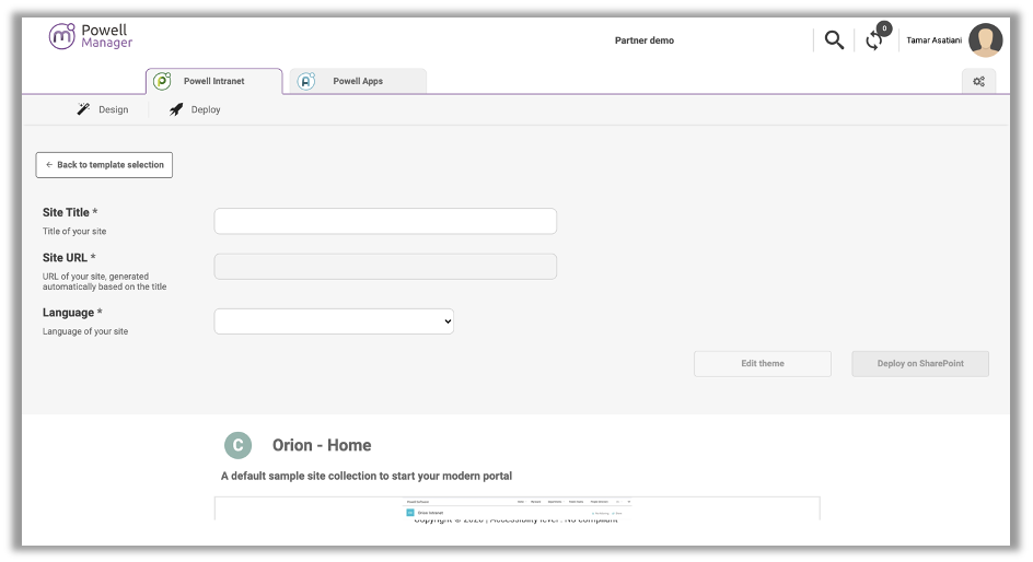 Deploying a Template - Powell Manager – Help Center - Powell Software